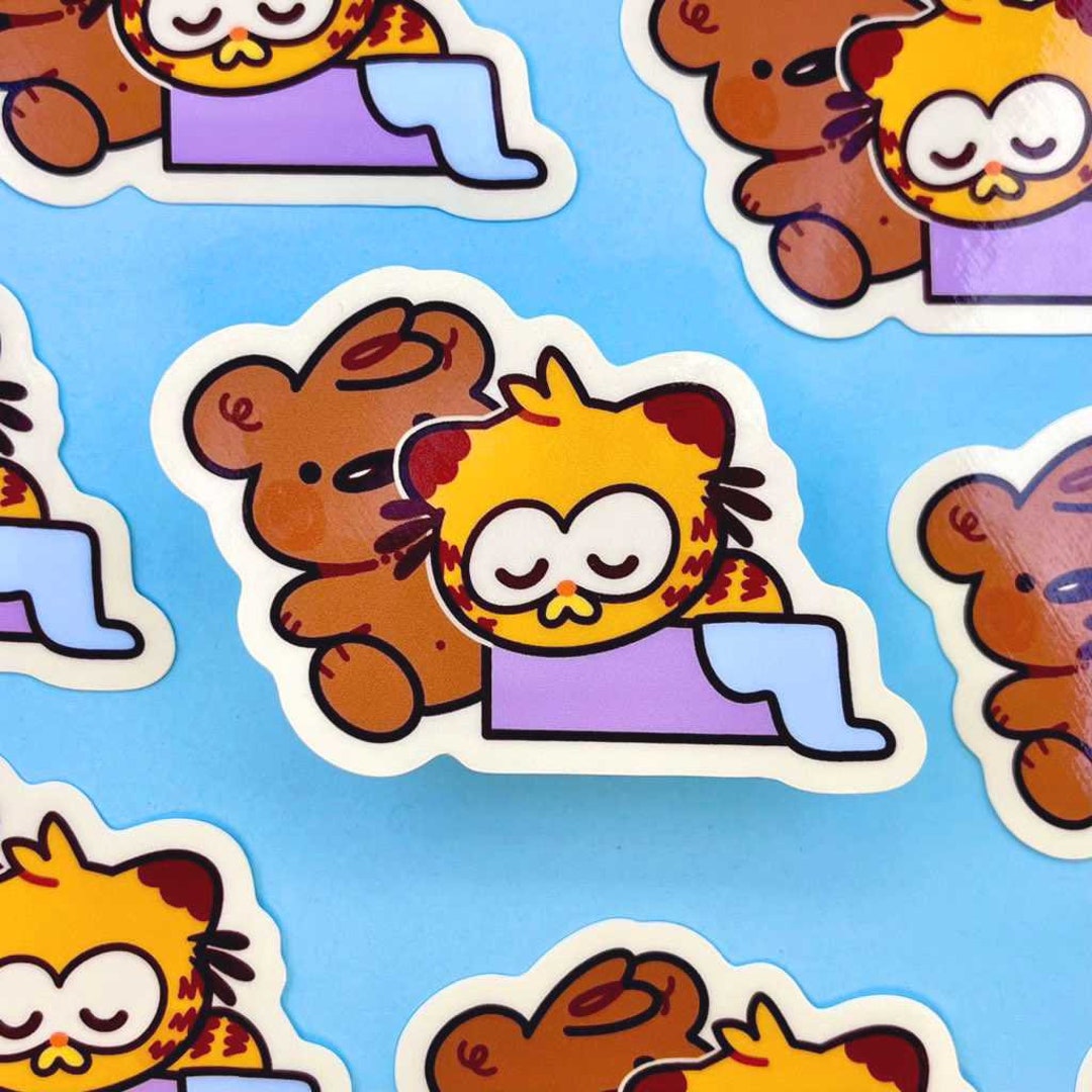 Sleepy Lasagna Kitty Sticker | Premium Vinyl Sticker | Sticker Sheet ...