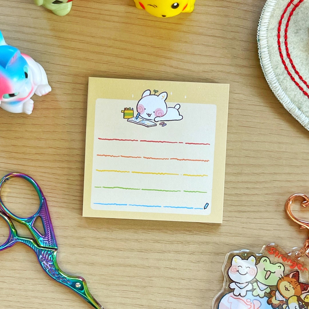 Kitty Crayons Sticky Notes Funny & Cute Sticky Note Memo Pad Stationery ...