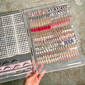 Press on Nails Storage Box | Reusable Organization Nail Box | Large ...