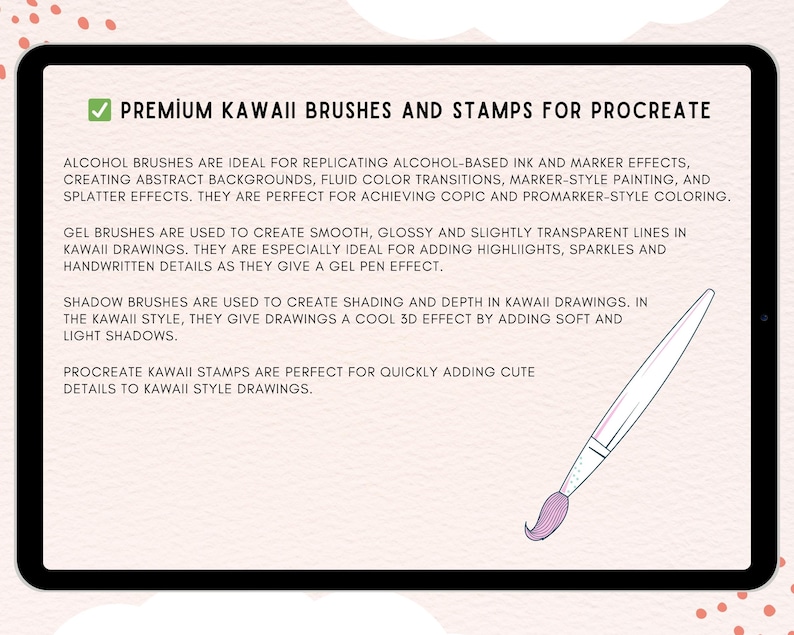 Procreate Kawaii Drawing Kit | Cute Animals Stamp Brush Set Bundle ...