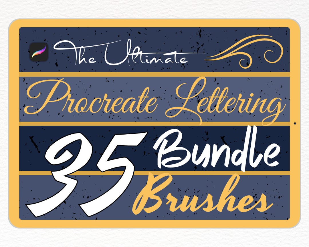 35 Procreate Lettering Brushes | Calligraphy Brush Bundle for Procreate ...