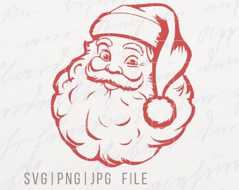 Vintage Santa Svg, Santa Svg, Santa Face Svg, Santa Claus Face Svg ...