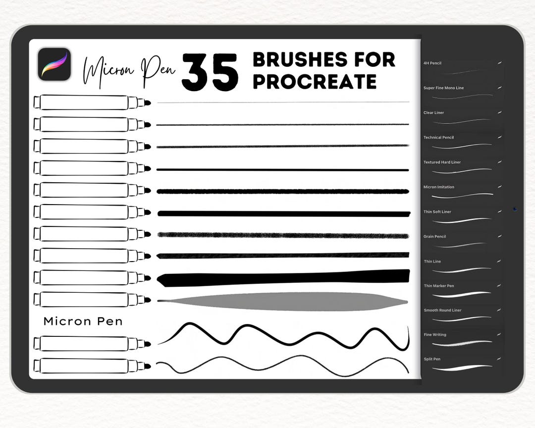 Procreate Fine Liner Brush Set | Micron Pen-inspired Fineliners ...