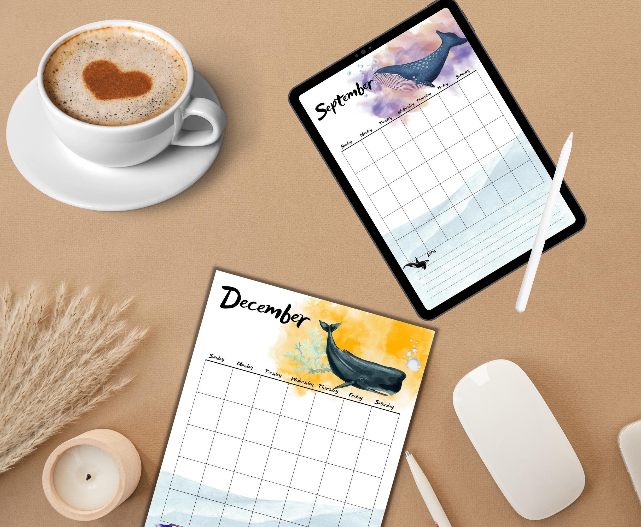 Printable Planner Whale Theme Digital Planner PDF Goodnotes Monthly ...