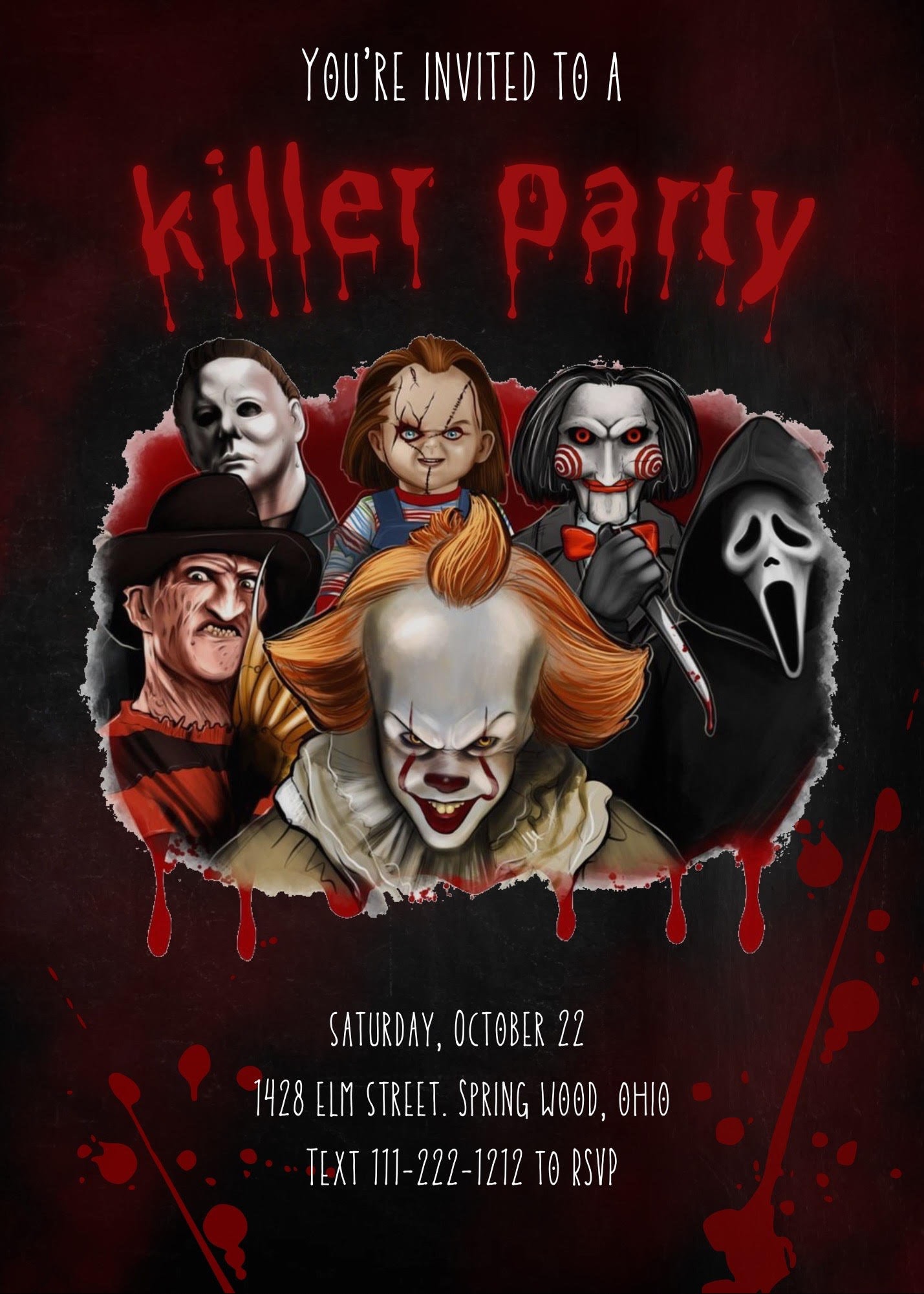 Halloween Party Invitation, Horror Halloween Party Invitation, Horror ...