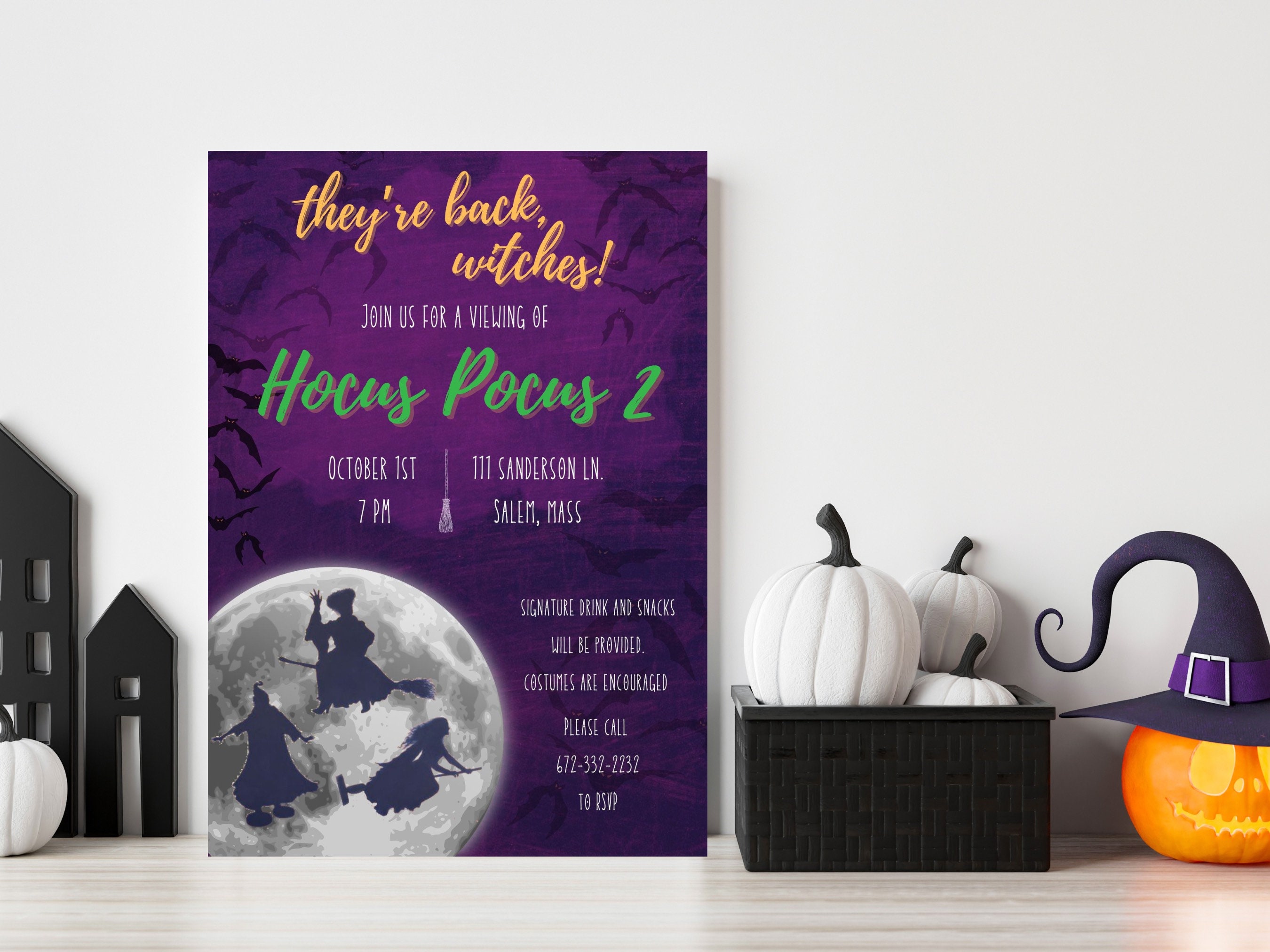 Hocus Pocus Party Invitation Halloween Movie Night Hocus - Etsy