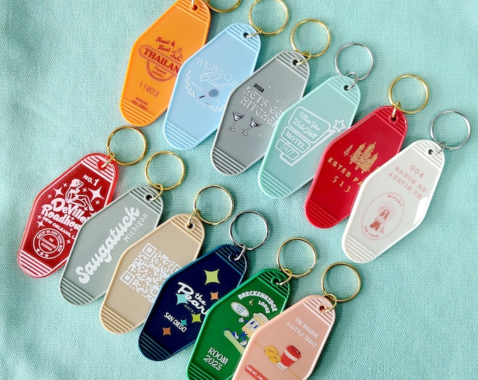 Bulk Personalized Motel Keychain // Bridesmaids Bachelorette Keychains, Graduation Class, Small ...