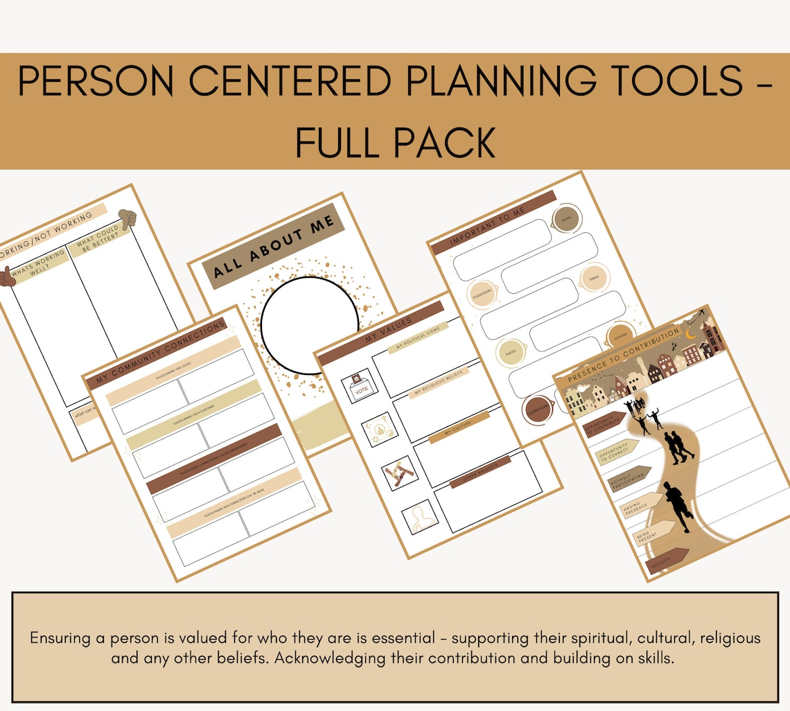 Person Centred Planning Tools - FULL PACK - COFFEE - Printable, Instant ...