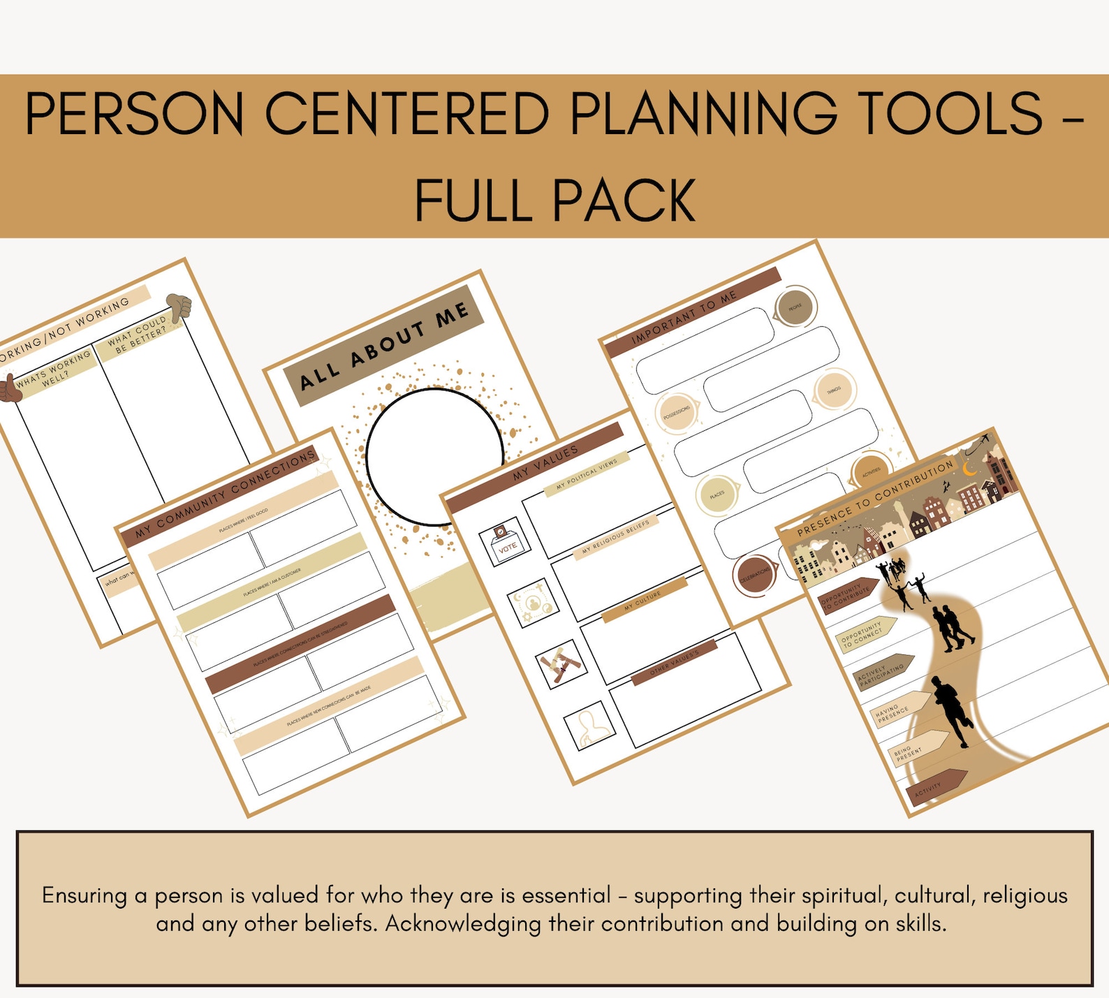 Person Centred Planning Tools - FULL PACK - COFFEE - Printable, Instant ...
