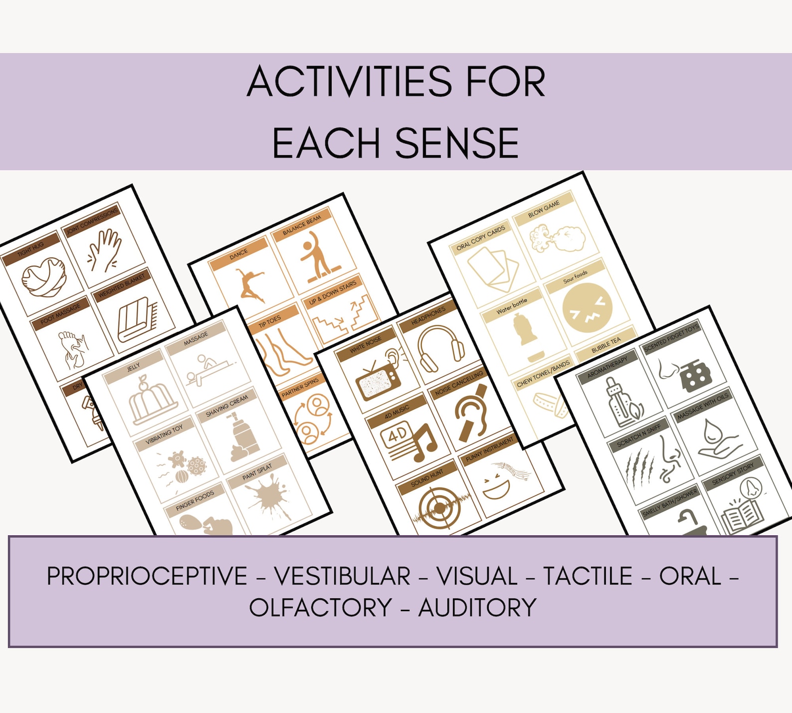 SENSORY DIET Activity Cards Over 200 Proprioceptive Vestibular Visual ...