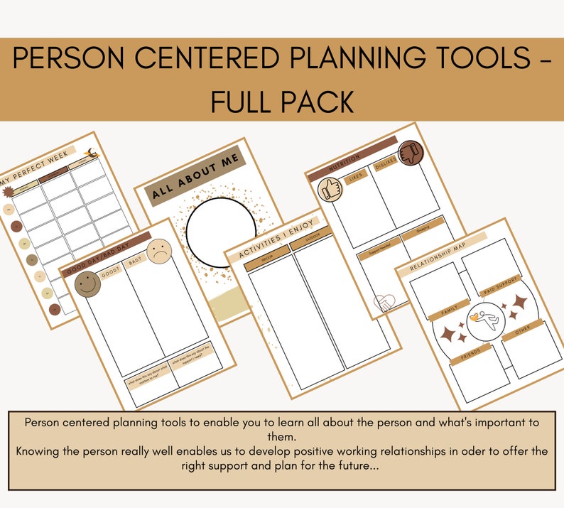Person Centred Planning Tools - FULL PACK - COFFEE - Printable, Instant ...