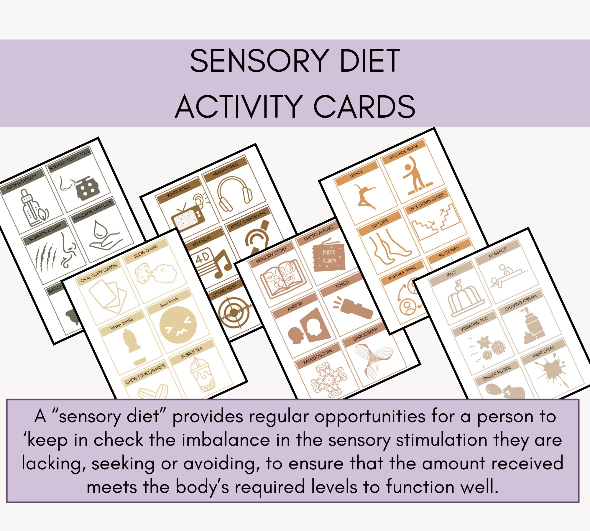 SENSORY DIET Activity Cards - Over 200 - Proprioceptive - Vestibular ...