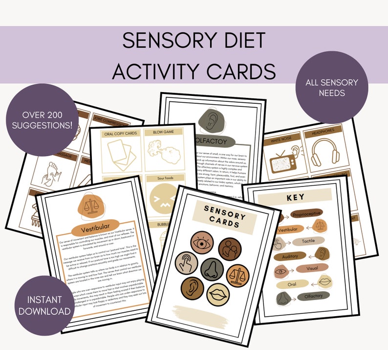 SENSORY DIET Activity Cards - Over 200 - Proprioceptive - Vestibular ...