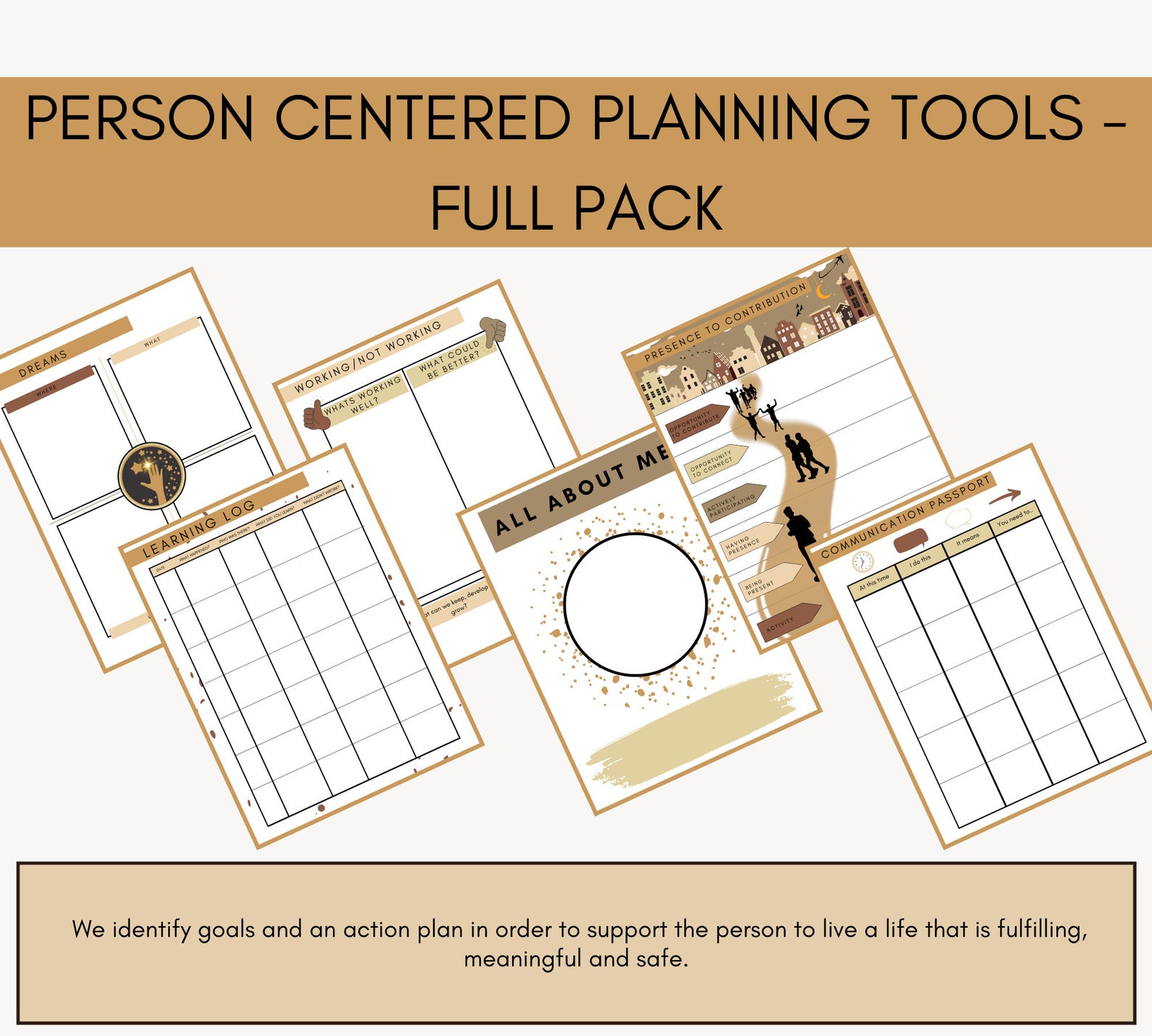 Person Centred Planning Tools - FULL PACK - COFFEE - Printable, Instant ...