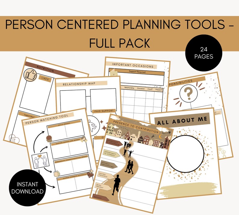 Person Centred Planning Tools - FULL PACK - COFFEE - Printable, Instant ...
