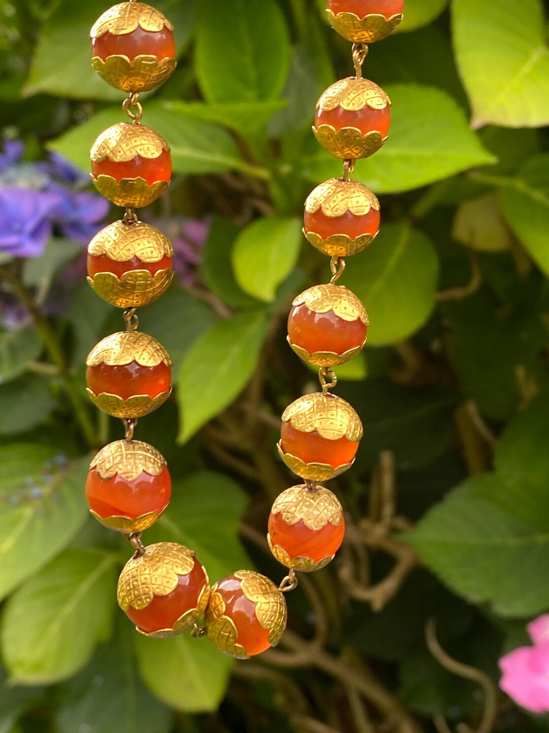Victorian Era 20ct Gold Natural Carnelian Bead Necklace - Etsy