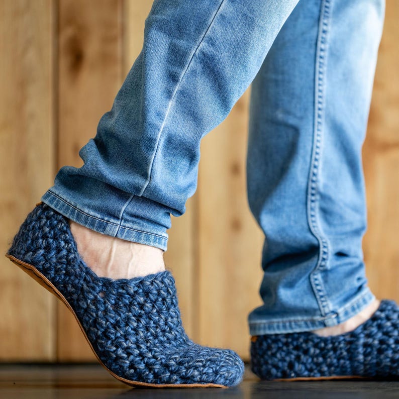 Classic Handmade Wool House Slippers – Barefoot Feel, Flexible Leather ...