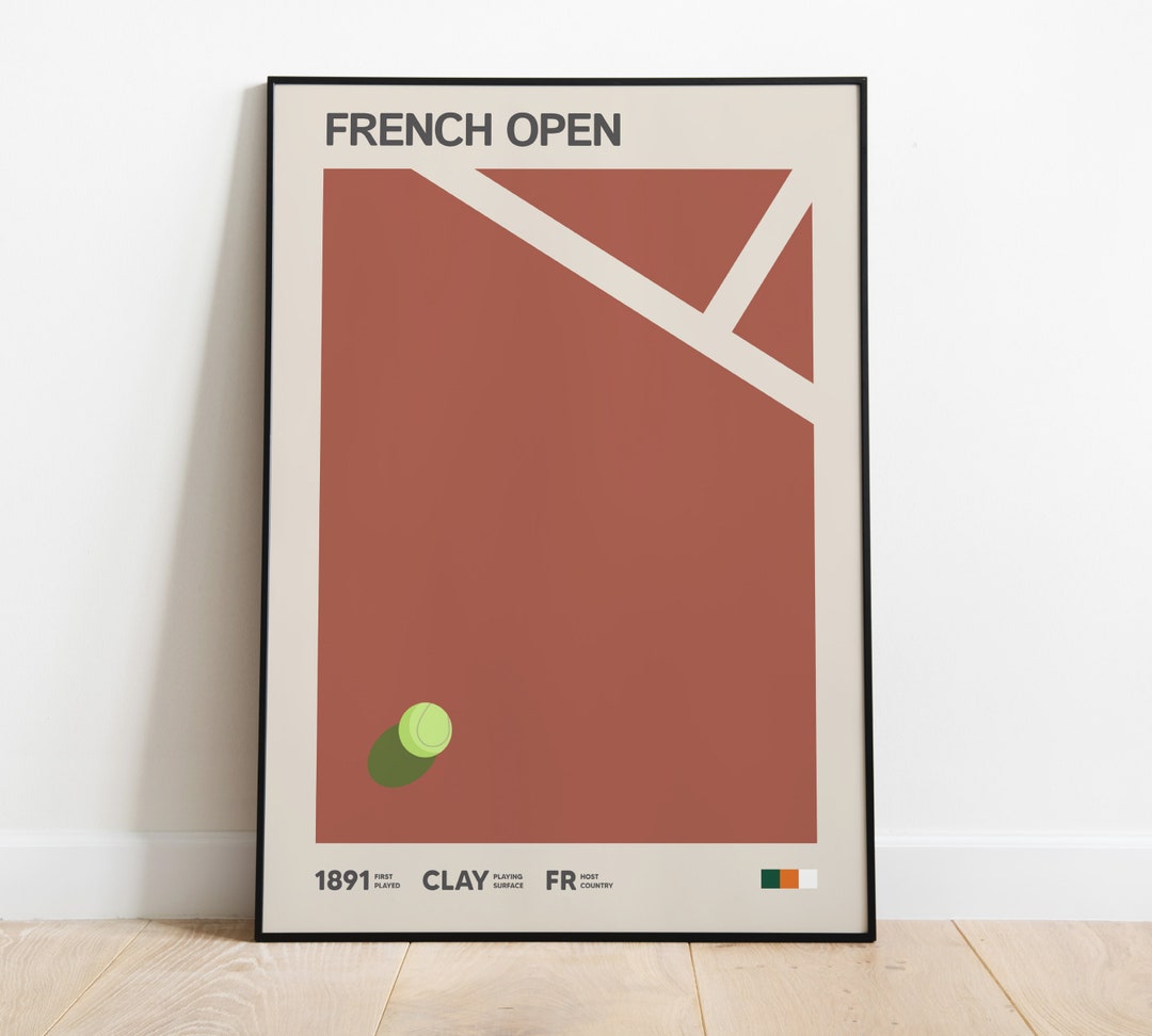 French Open Grand Slam Poster Art A0 A1 A4 Minimal Tennis Poster Art ...