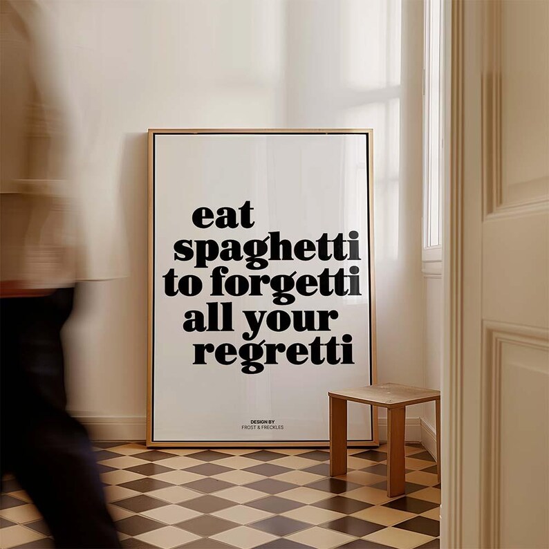 Eat Spaghetti to Forgetti Regretti Print: Funny Kitchen Wall Art - Etsy