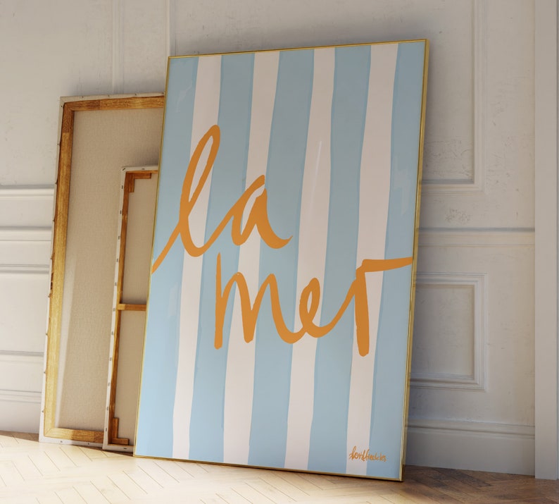 La Mer Poster, Hand Drawn French Poster, Aesthetic Living Room Art ...