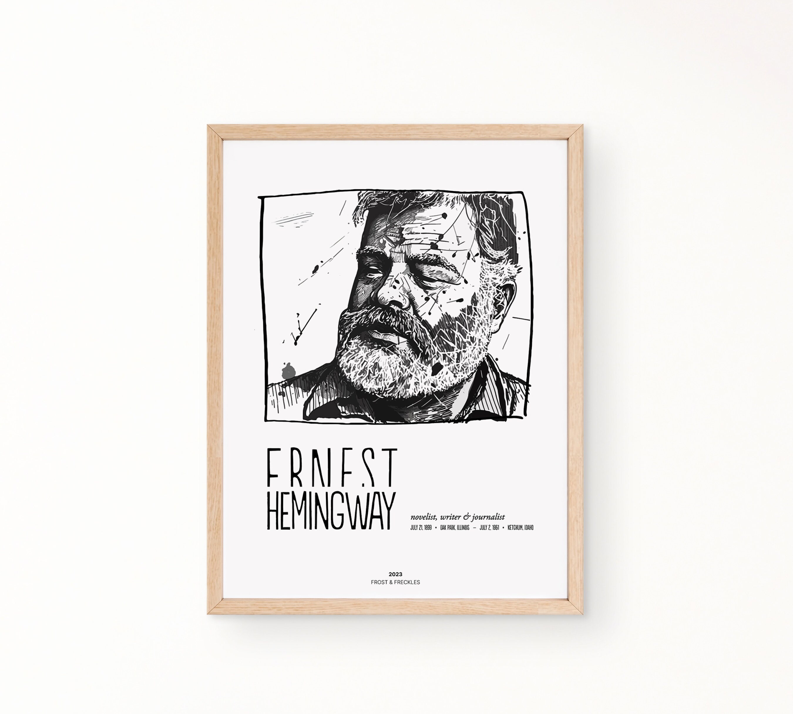 Ernest Hemingway Art Print American Writer Poster the Sun Also Rises ...