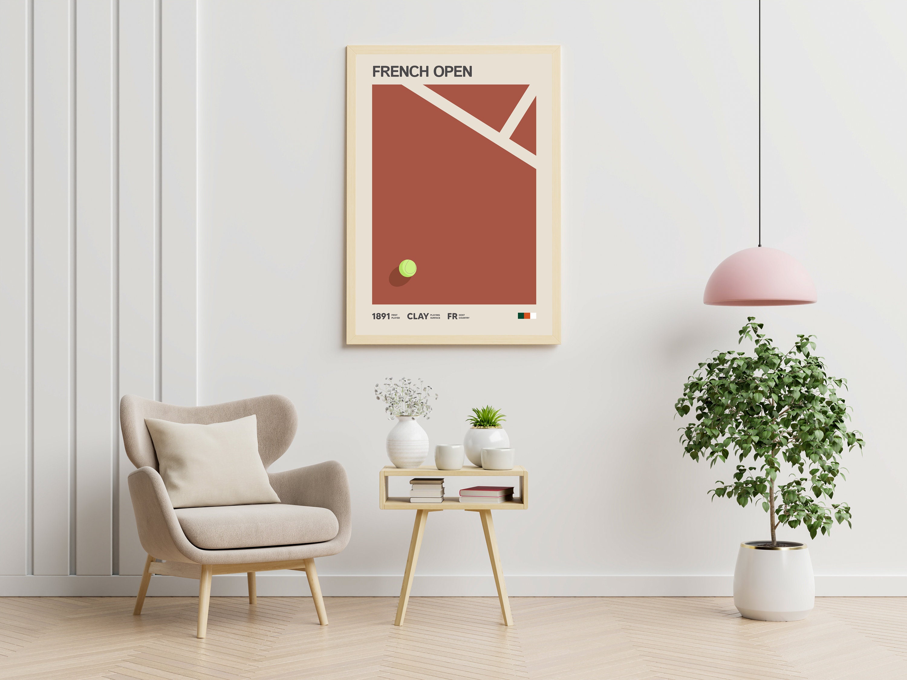 French Open Grand Slam Poster Art A0 A1 A4 Minimal Tennis - Etsy