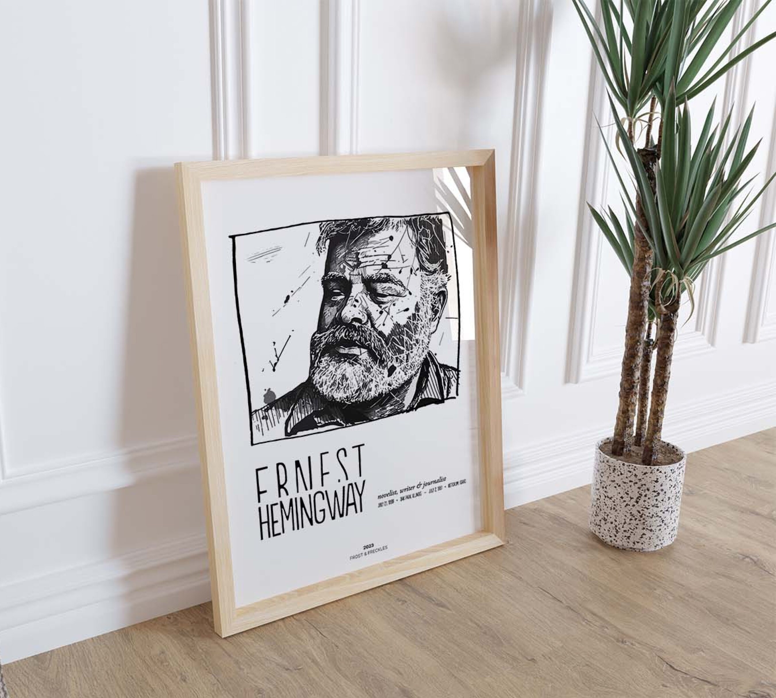 Ernest Hemingway Art Print American Writer Poster the Sun Also Rises ...