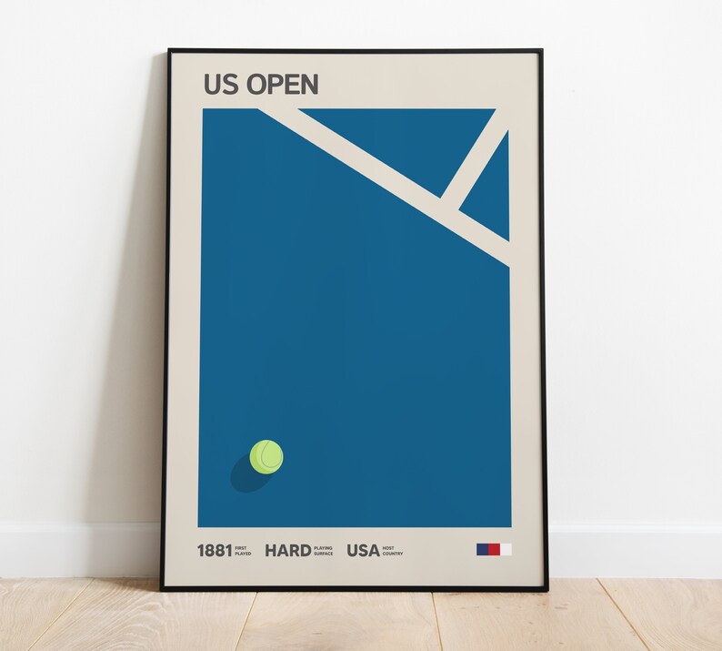 US OPEN Grand Slam Poster Art Minimal Tennis Poster Art - Etsy