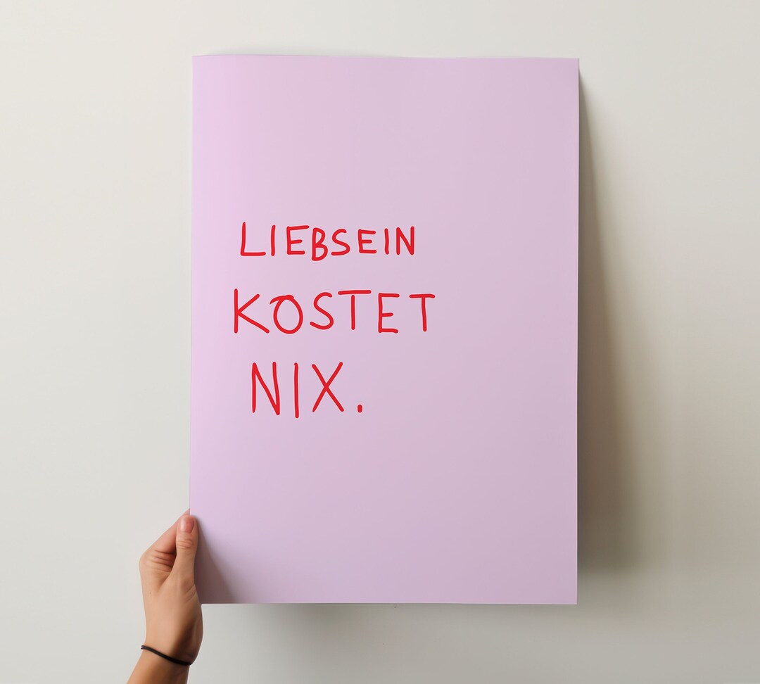 Lieb Sein Kostet Nix Poster, Kindness Typography Print, Retro Poster ...