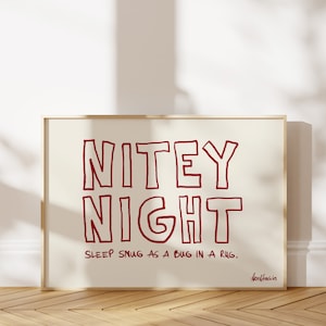 Nitey Night Poster, Nighty Night Print, Good Night Goodnight, Above Bed ...