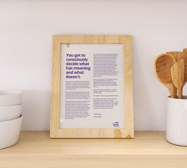 This is Water Poster David Foster Wallace Poster Kenyon Commencement ...