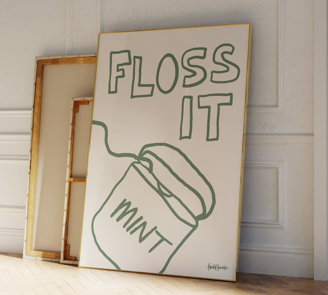 Floss It Poster, Funny Bathroom Sign, Toilet Sign, Bathroom Print ...