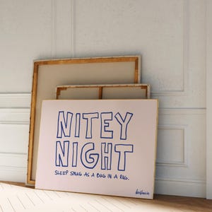 Nitey Night Poster, Nighty Night Print, Good Night Goodnight, Above Bed ...