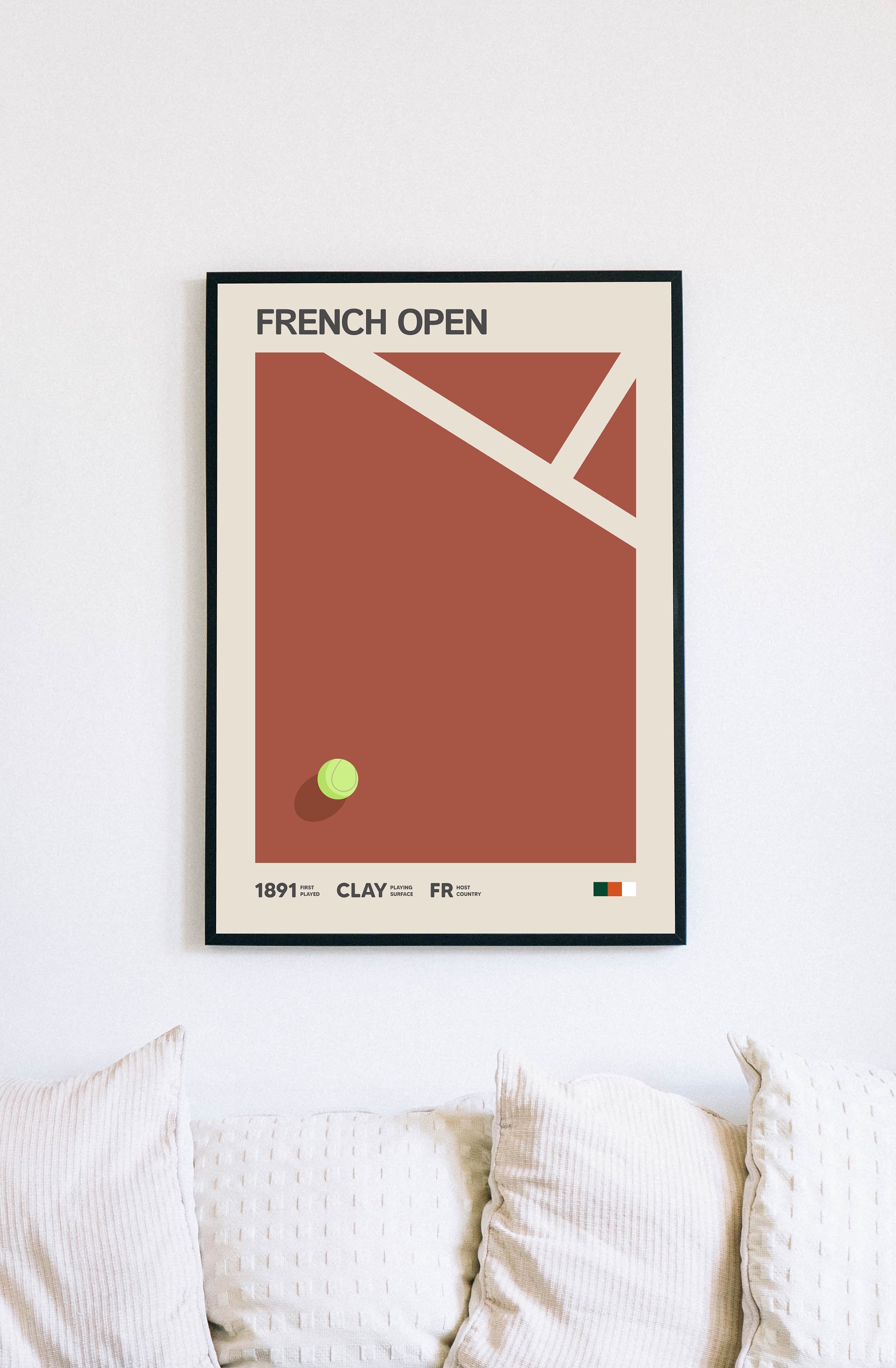 French Open Grand Slam Poster Art A0 A1 A4 Minimal Tennis - Etsy
