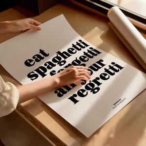 Eat Spaghetti to Forgetti Regretti Print: Funny Kitchen Wall Art - Etsy
