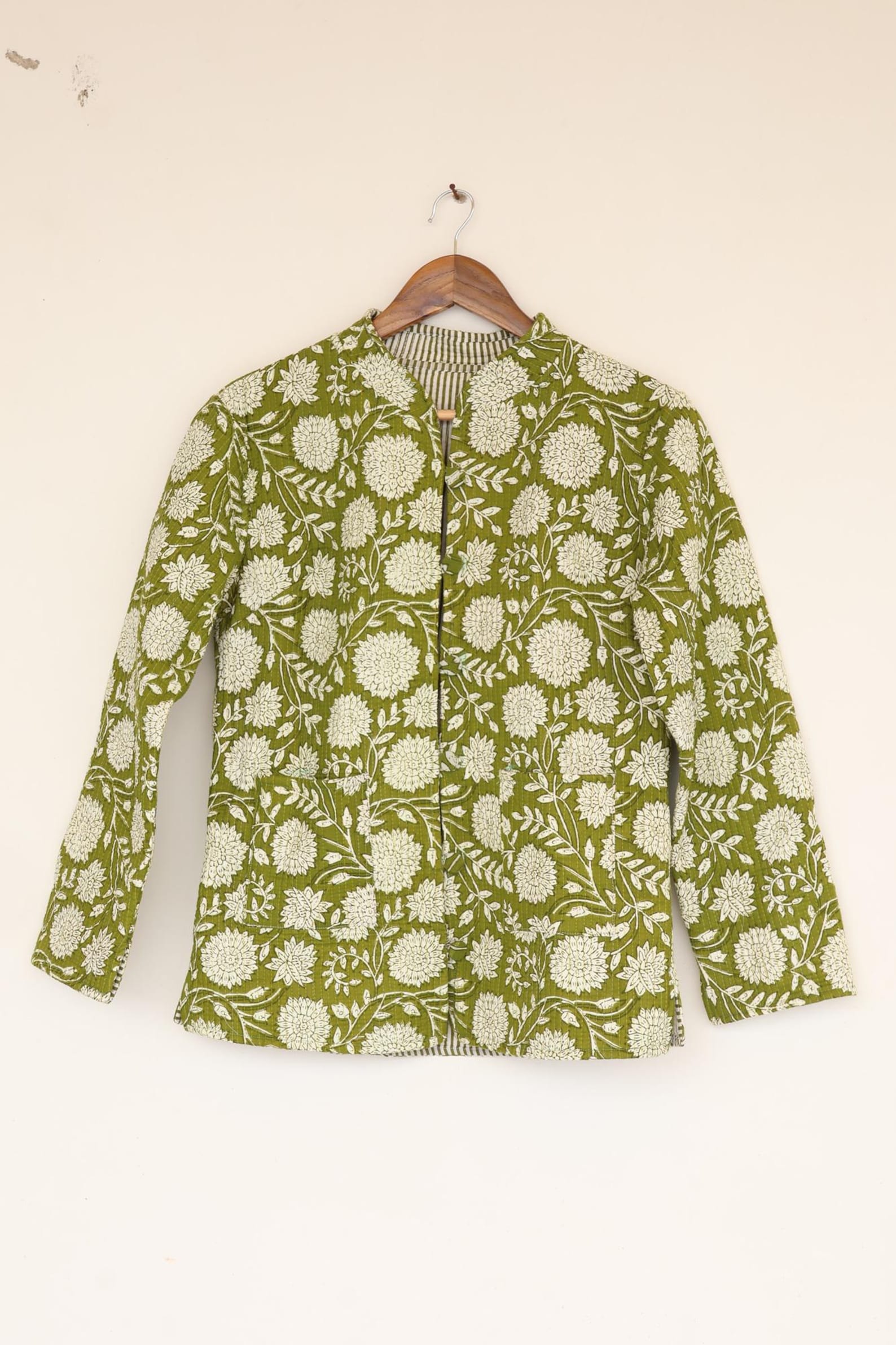 Handmade Handblock Quilted Cotton Jacket | Floral Ethnic Print ...