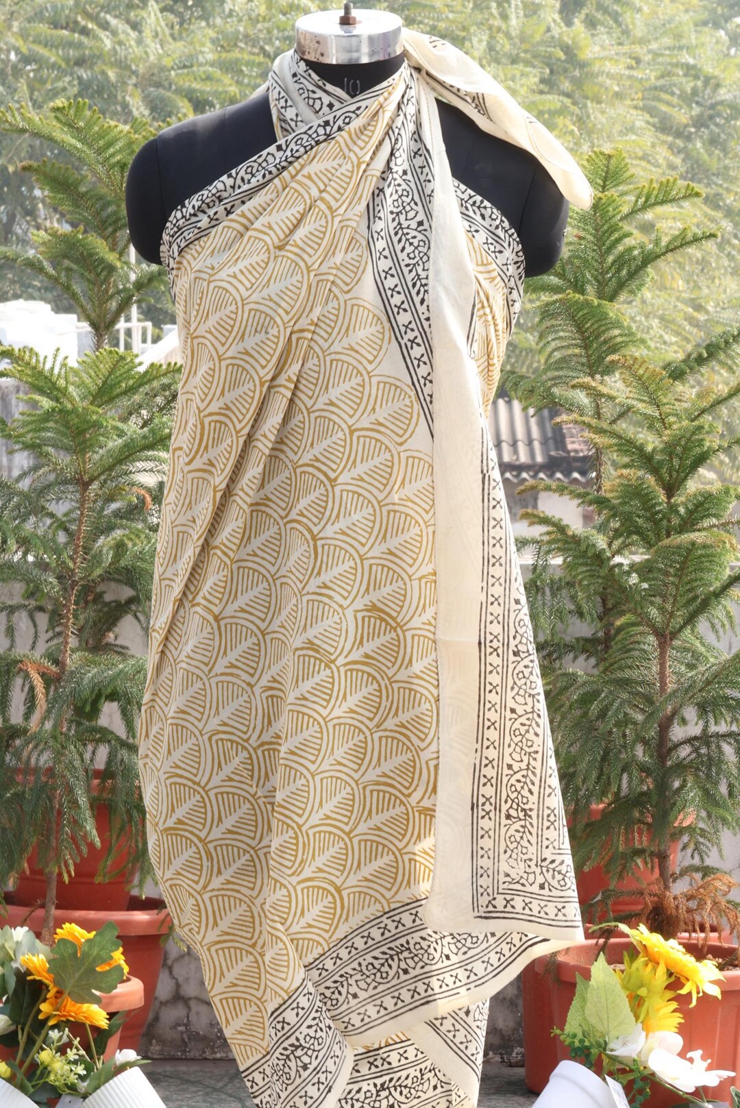 100% Cotton Hand Block Printed Beach Sarong for Women Beach Scarf in ...