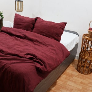Maroon 100%pure Linen Duvet Cover With 2 Pillowcases Indian Comforter ...
