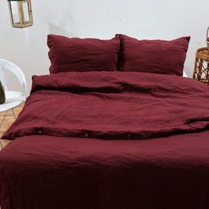 Maroon 100%pure Linen Duvet Cover With 2 Pillowcases Indian Comforter ...