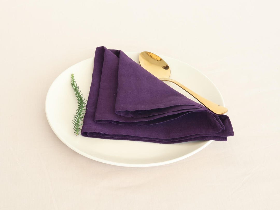 Linen Napkins Set, Dark Purple Wedding Napkins 100 Pack Cloth Napkins ...