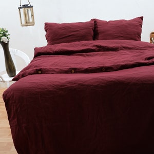 Maroon 100%pure Linen Duvet Cover With 2 Pillowcases Indian Comforter ...