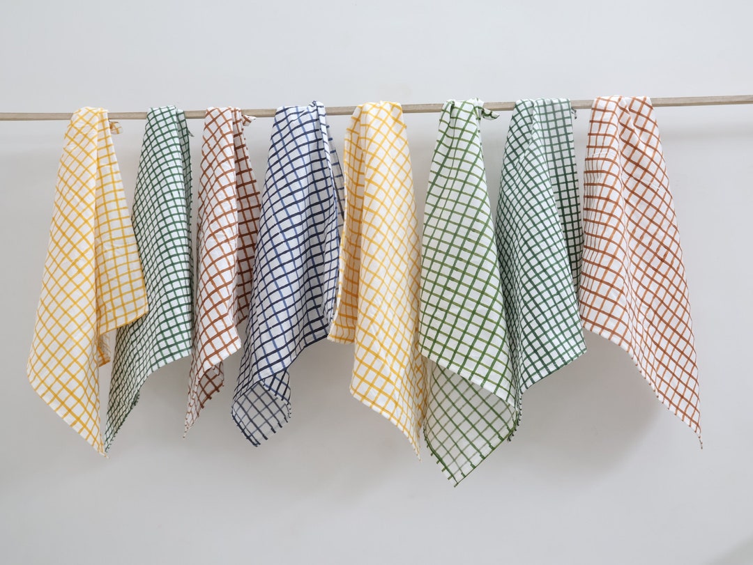 200 Pcs Napkins, Gingham Assorted Napkin Set Check Cotton Dinner Napkin ...