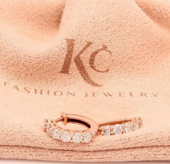 Small Hoop Big Diamond Earrings 14k / 18k Gold Diamond - Etsy