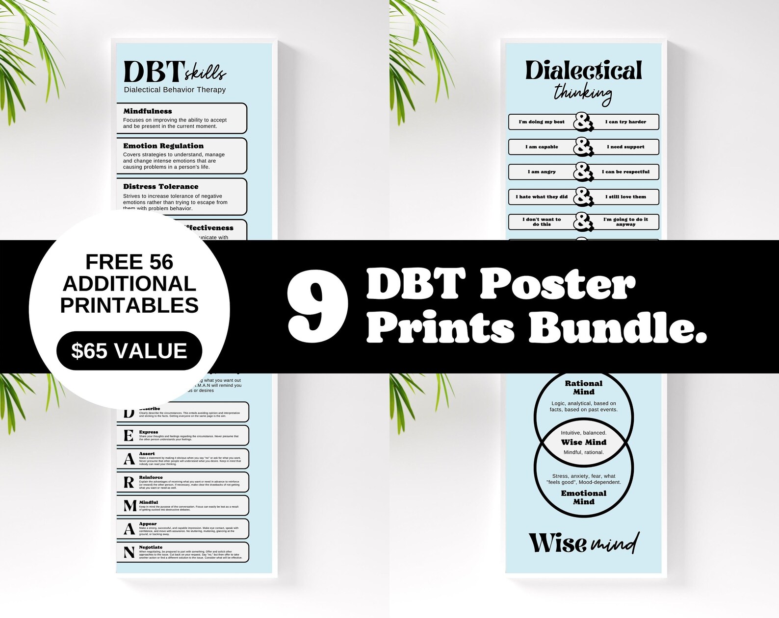 Set of 9 DBT Posters, Dialectical Behavior Therapy Room Decor - Etsy