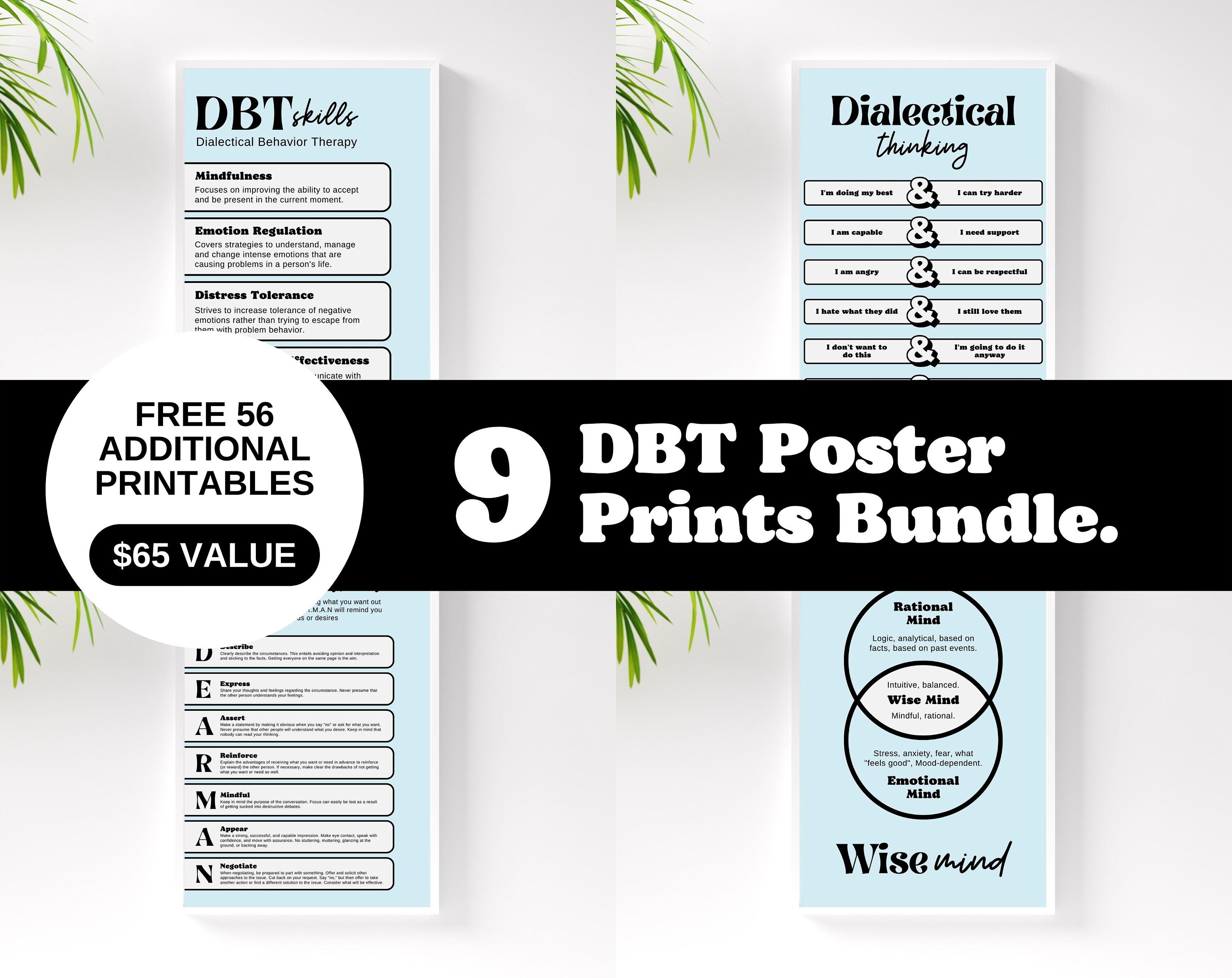 Set of 9 DBT Posters, Dialectical Behavior Therapy Room Decor - Etsy