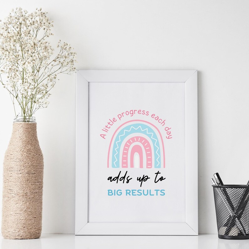 School Counseling Office Decor, A Little Progress Each Day Adds up to ...