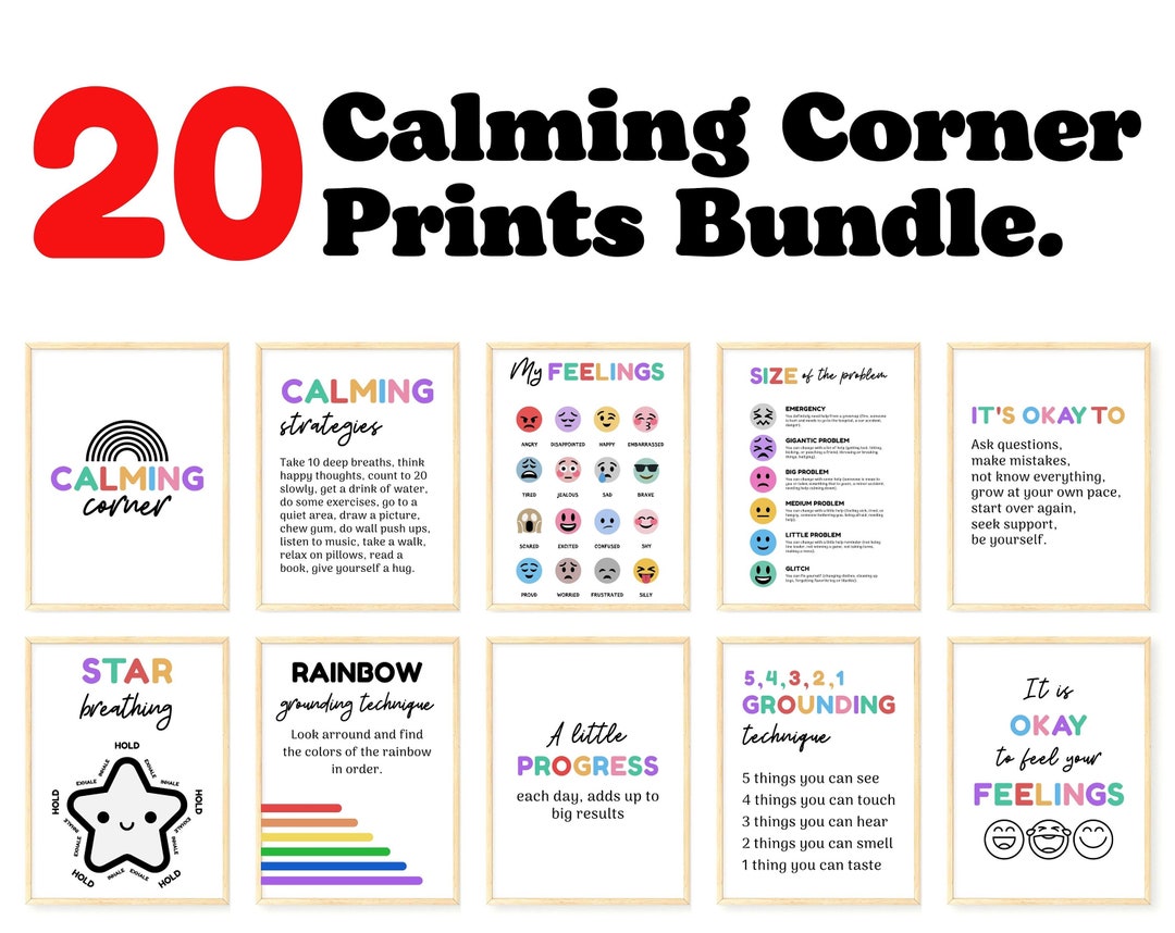 Set of 20 Calming Corner Poster for Therapy Office Decor, Counseling ...