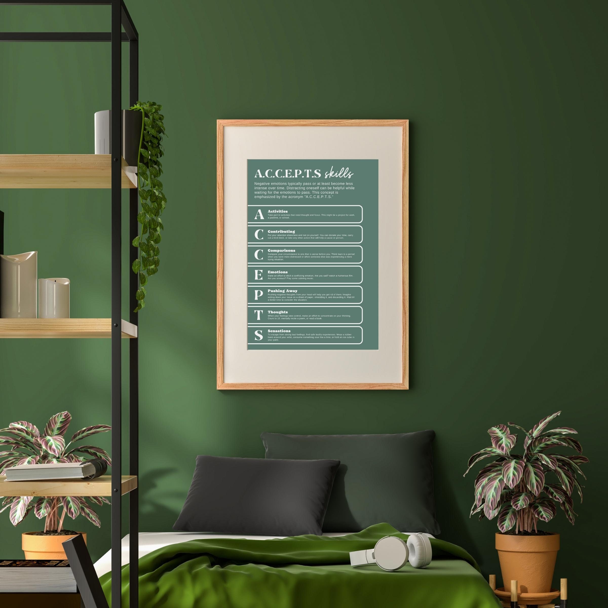 DBT Poster, ACCEPTS Skills Poster for Therapy Office Decor, Counseling ...