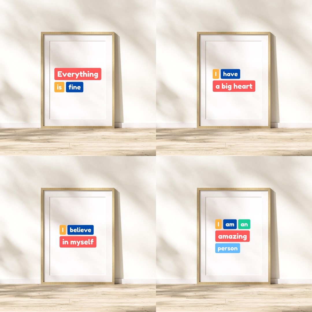 4 Kids Affirmation Wall Art Bundle Positive Affirmation for - Etsy