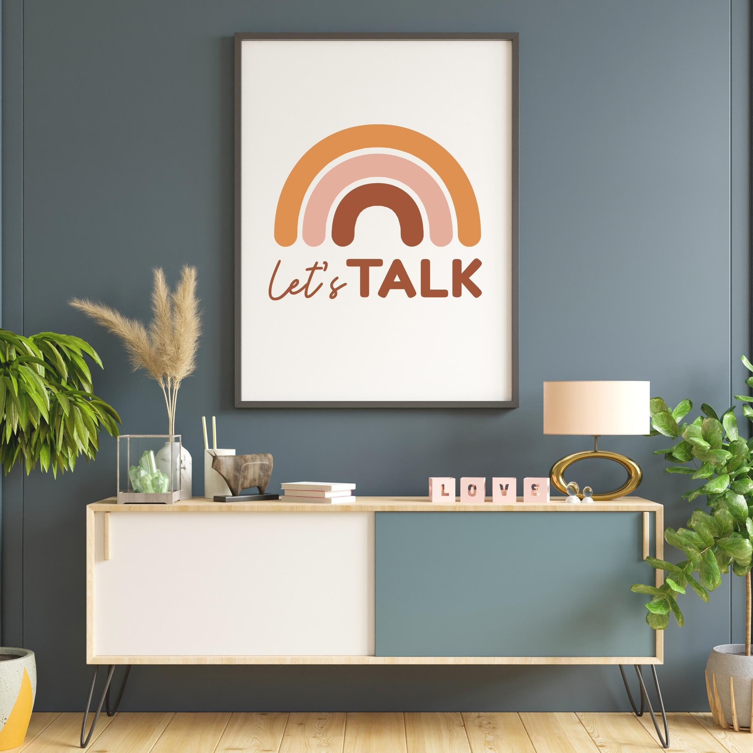 Let's Talk Poster Boho Calming Color for Speech Therapy - Etsy